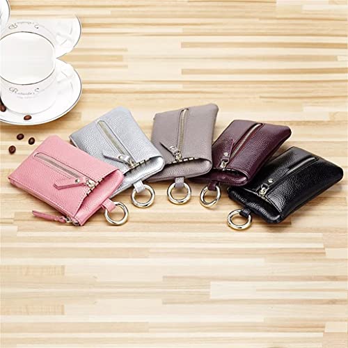 ZLXDP Ladies Men's Mini Key Wallet Multifunctional Zipper Coin Purse (Color : Black, Size