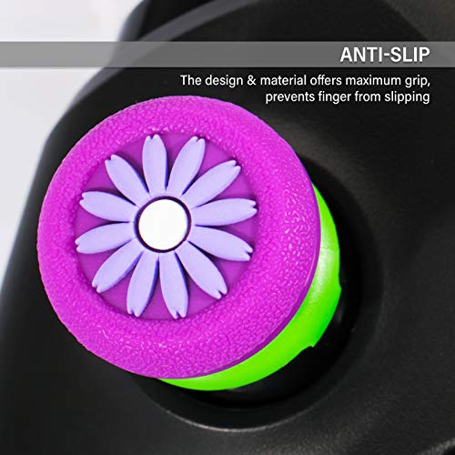 Playrealm FPS Thumbstick Extender & 3D Texture Rubber Silicone Grip Cover 2 Sets for Xbox Series X/S & Xbox One Controller(Daisy Purple)