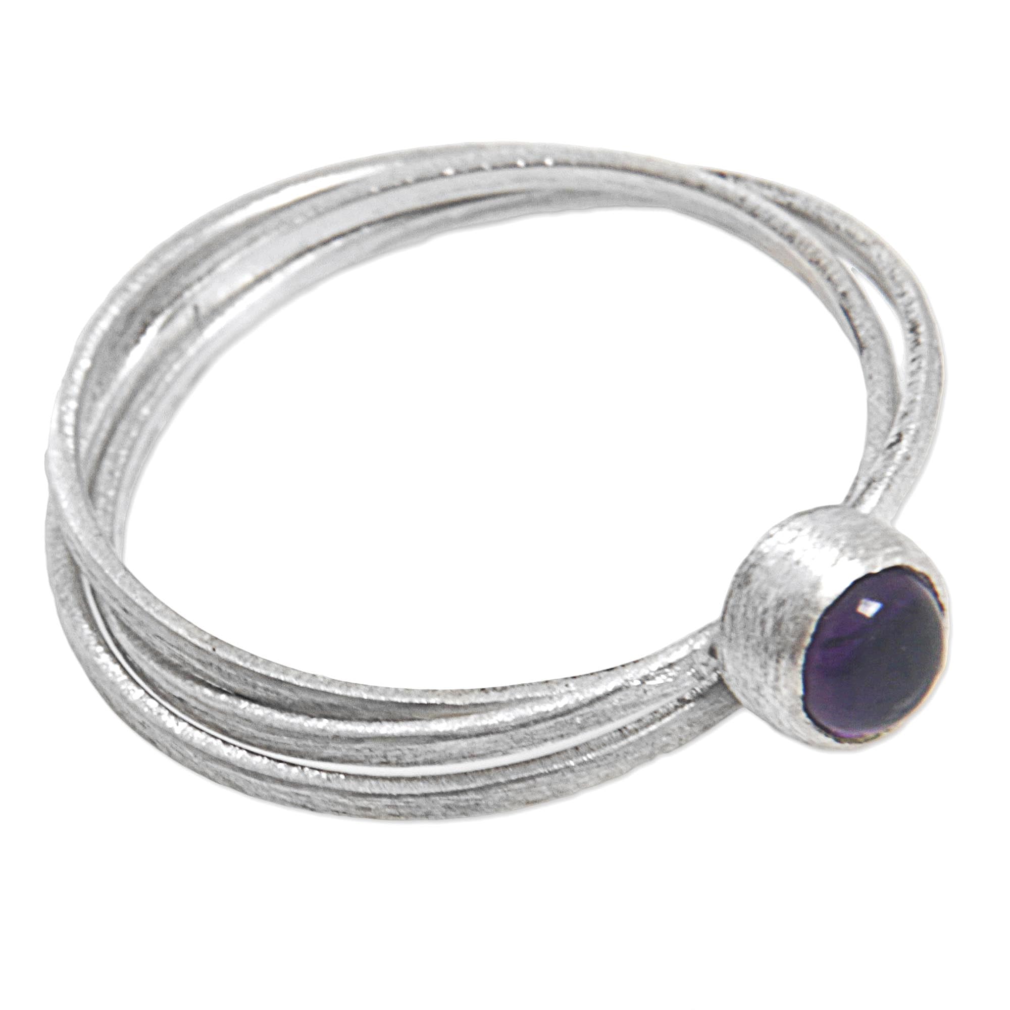NOVICA Amethyst .925 Sterling Silver Ring 'Magical Force in Purple'