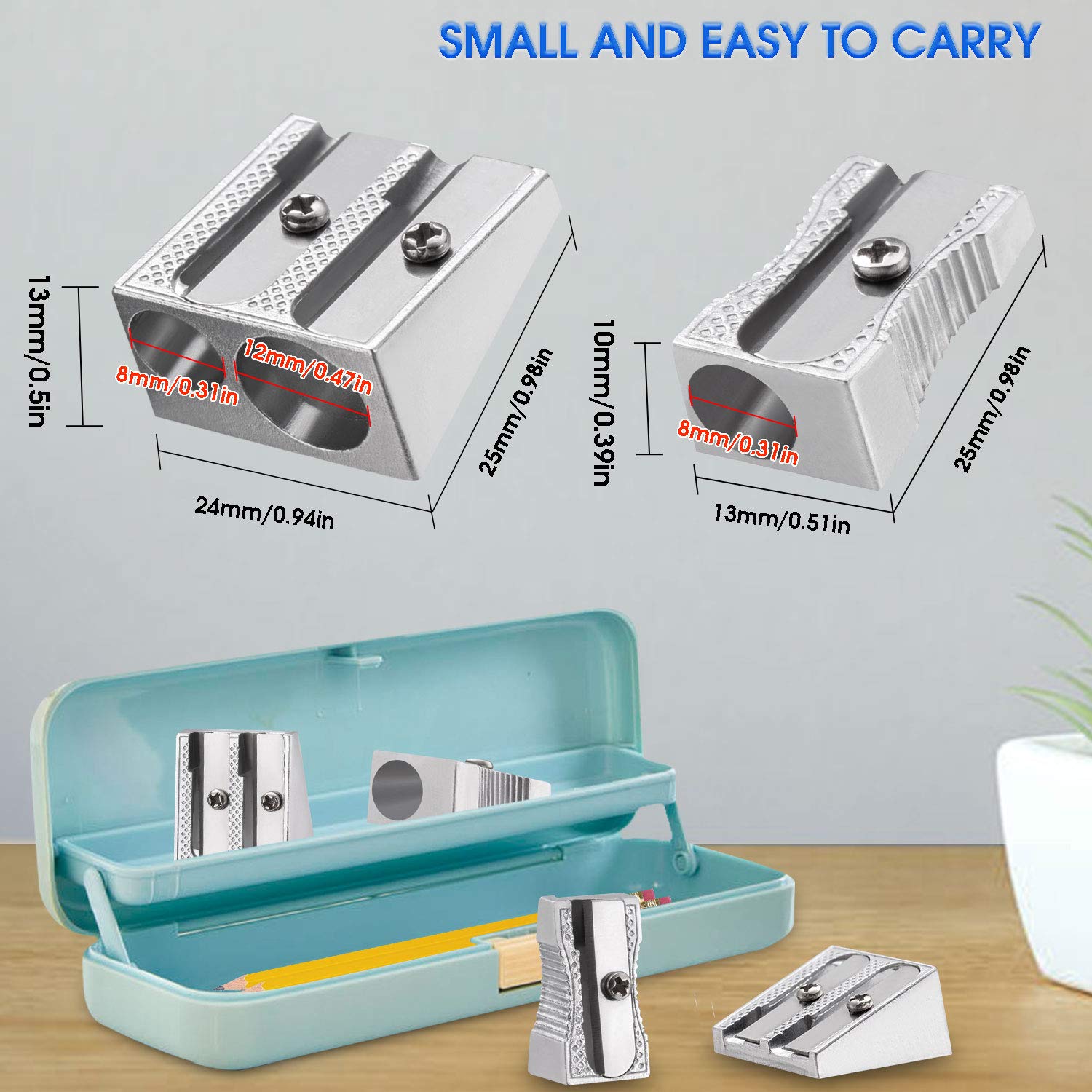 Metal Pencil Sharpener,4PCS High Quality Pencil Sharpener Handheld, Pencil Sharpener Manual, Pencil Sharpener Small,Perfect for Use in Schools,Offices,Homes,Art Projects