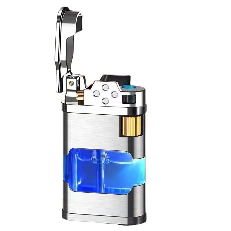 New Gas Lighter, Transparent Gas Window, Reusable, Easy to Carry, Suitable, Daily Use (Color : C3-Blue Flame)