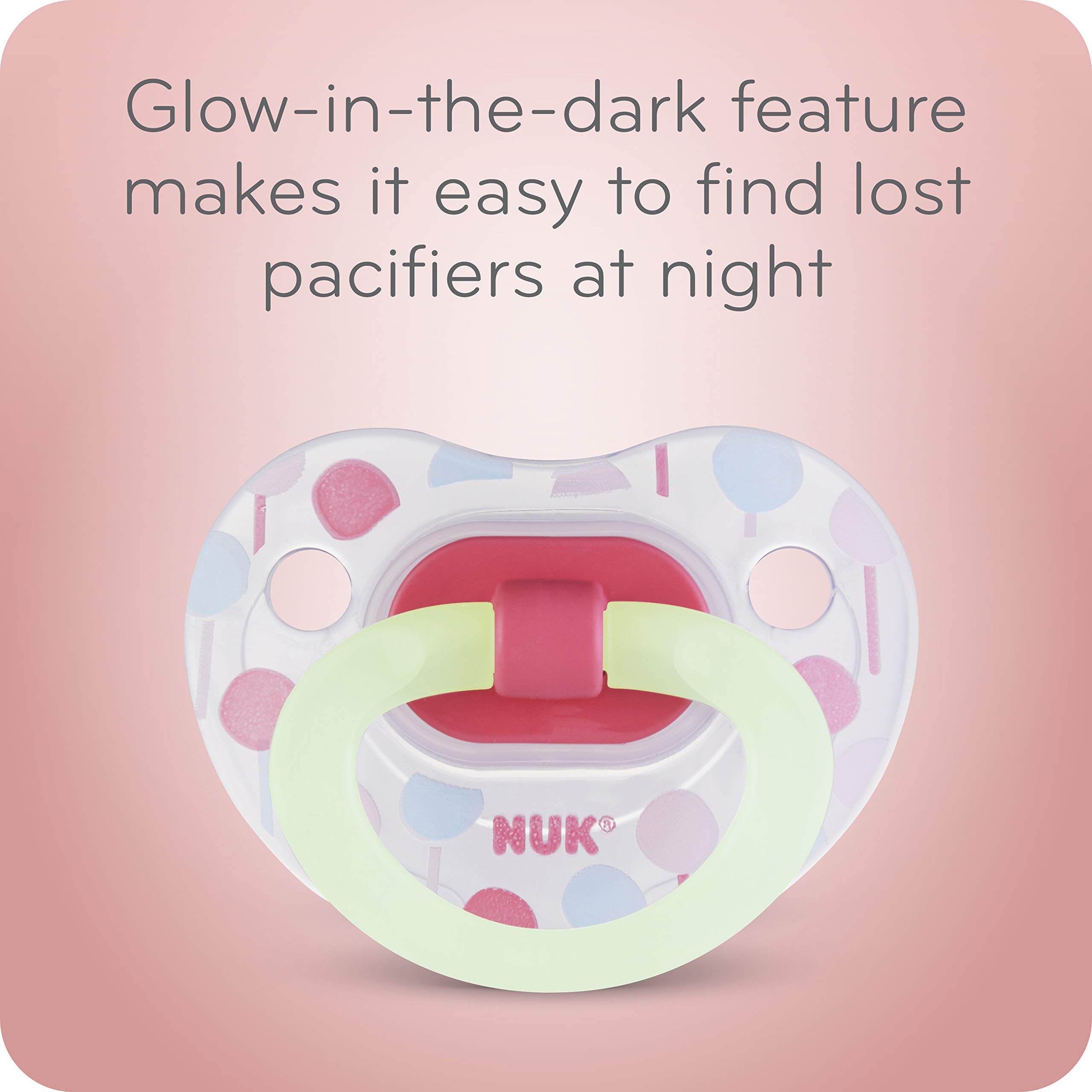 NUK Glow-in-The-Dark Orthodontic Pacifiers, Zebra, 0-6 Month (Pack of 2)