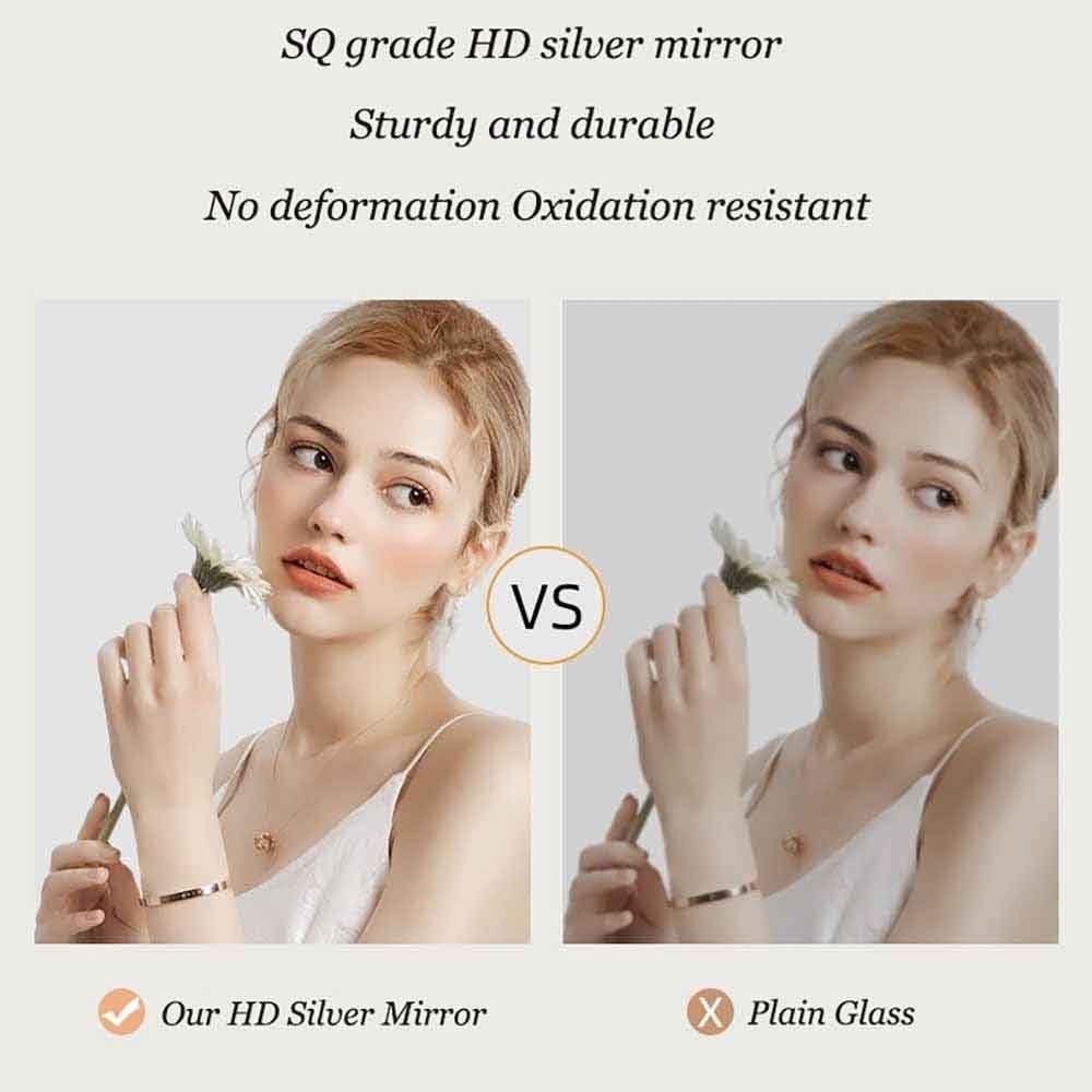 NURCIX Half Moon LED Mirror with 3 Colors Dimming Light Anti-Fog Bathroom Mirror for Wall Tempered Glass Decorative Mirror for Bedroom Vanity (Color : Left Cut, Size : 80 * 40CM/32 * 16IN)