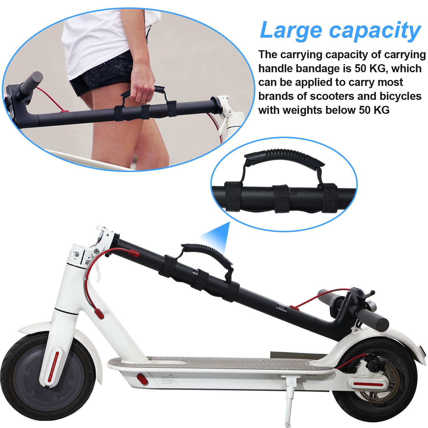 Portable Hand Carrying Handle Straps Carrying Handle Bandage Belt Webbing Scooter Carrying Accessories Phone Holder Compatible with Xiaomi M365 Mi Ninebot Electric Scooter Goods ES1/ ES2/ ES3/ ES4