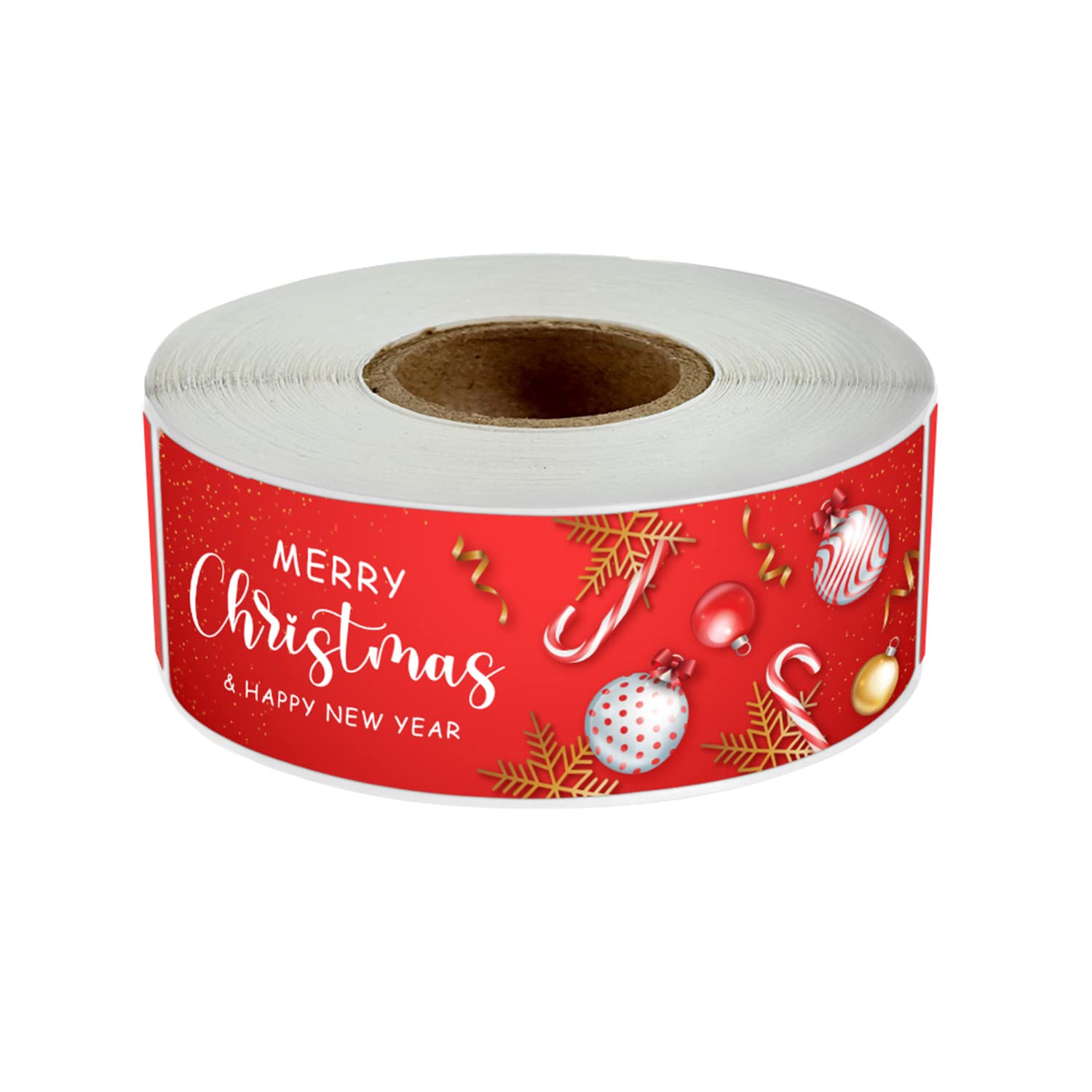 Voxopex258 480pcs Merry Christmas Stickers Labels Christmas Holiday Rectangular Adhesive Labels Sticker Roll for Cards Present Candy Envelopes Boxes Bag Sealing Xmas Party Decorations Supplies