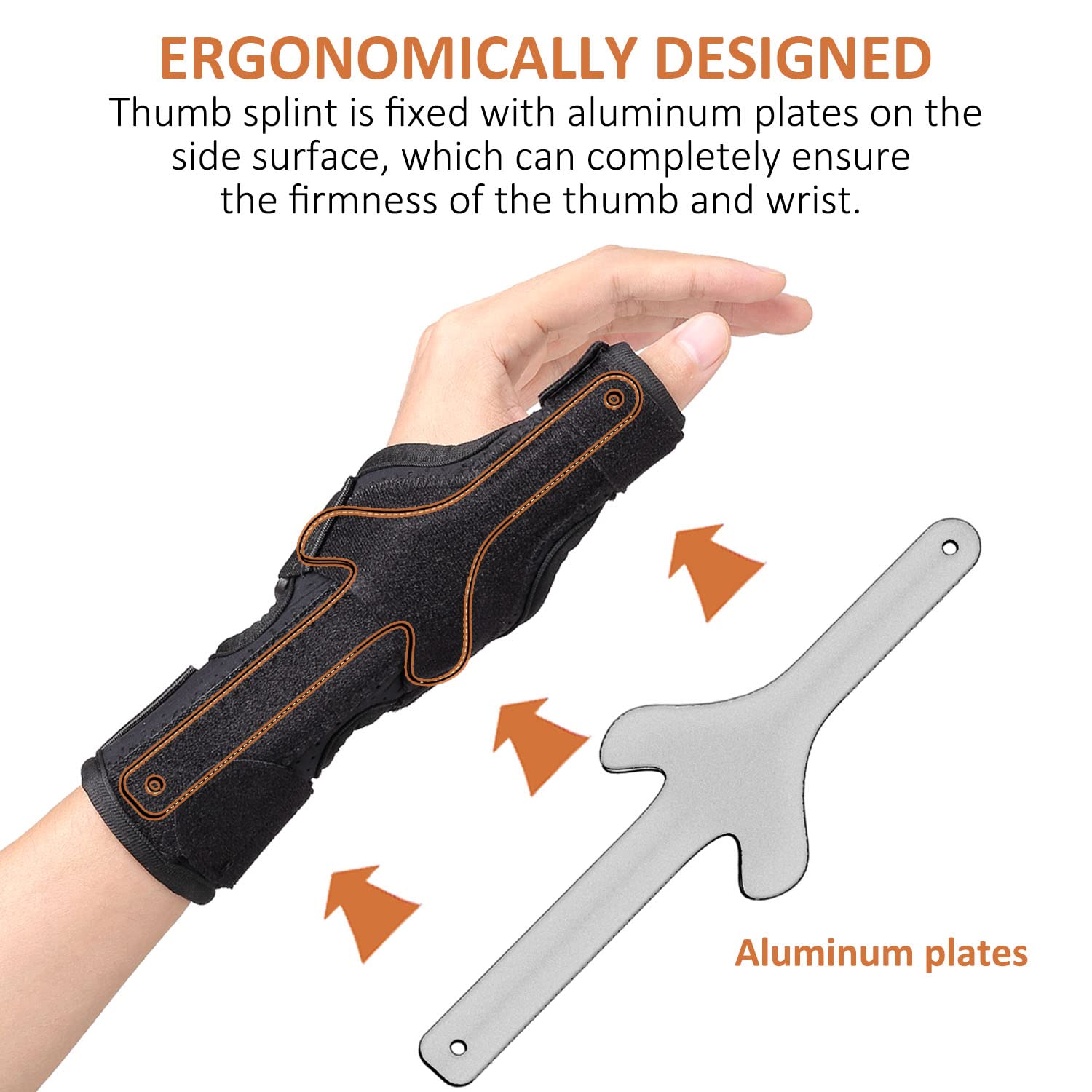 Scurnhau Thumb Brace, Thumb Spica Splint, Thumb Wrist Stabilizer Pain Relief for Arthritis, Tendonitis, BlackBerry Thumb, Trigger Thumb, Sprained, Carpal Tunnel Supporting, Fits Left or Right Hand