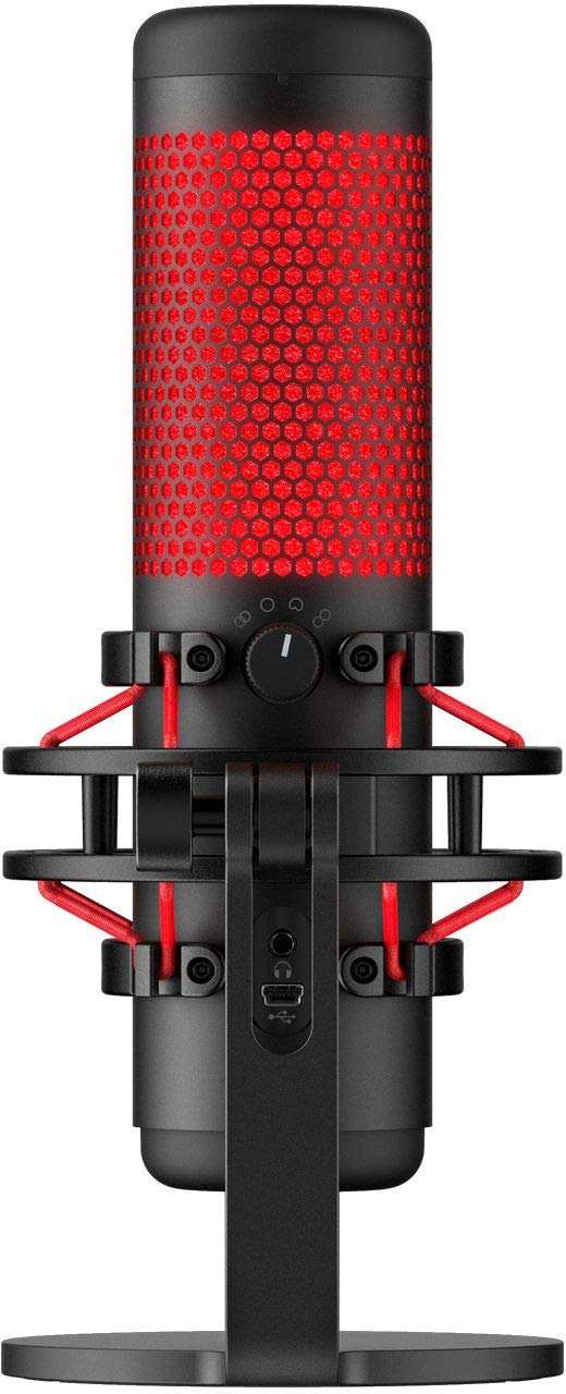 Newest HyperX - QuadCast USB Multi-Pattern Electret Condenser Microphone | 2020 Edition | for PS4, PC and Mac | Pop Filter | Anti-Vibration Shock Mount | | Red - Black | with KWALICABLE Bundle
