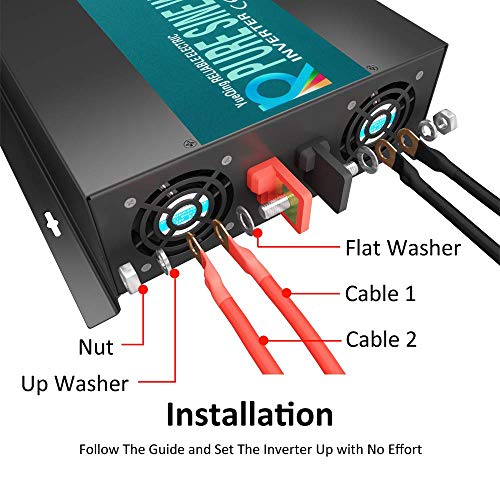 WZRELB 2500W 48V 120V Pure Sine Wave Power Inverter with 2 AC Outlets,Car Inverter