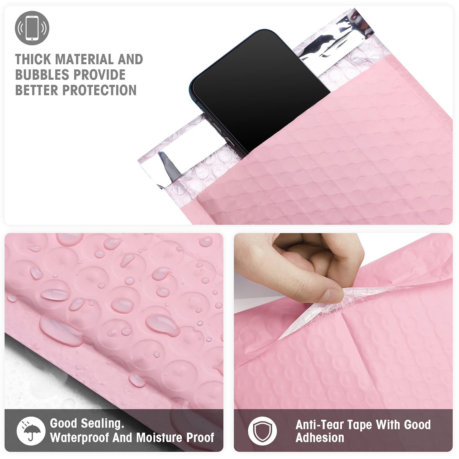 Metronic Bubble Mailers 6x10 Inch 25 Pack Usable Size 6x9" Waterproof Pink Bubble Mailers Cushioning Padded Envelopes for Mother's Day Gift Packaging, Shipping, Small Business, Mailing, Bulk
