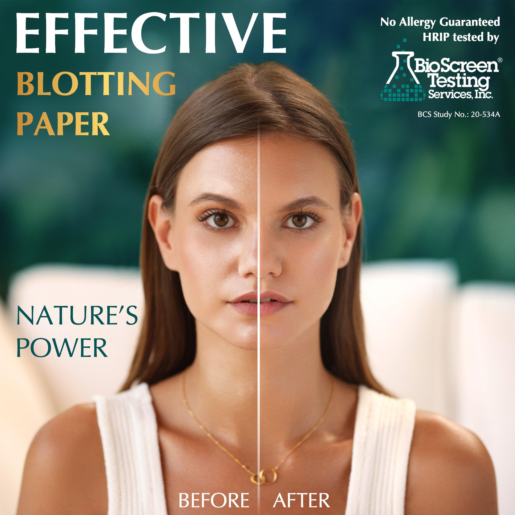 Natural Green Tea Oil Blotting Sheets for Face - 25% Larger Sheets (4.7x3β) - 300 Makeup Friendly Blotting Papers for Face - Easy Dispensing Oil Absorbing Sheets for Face