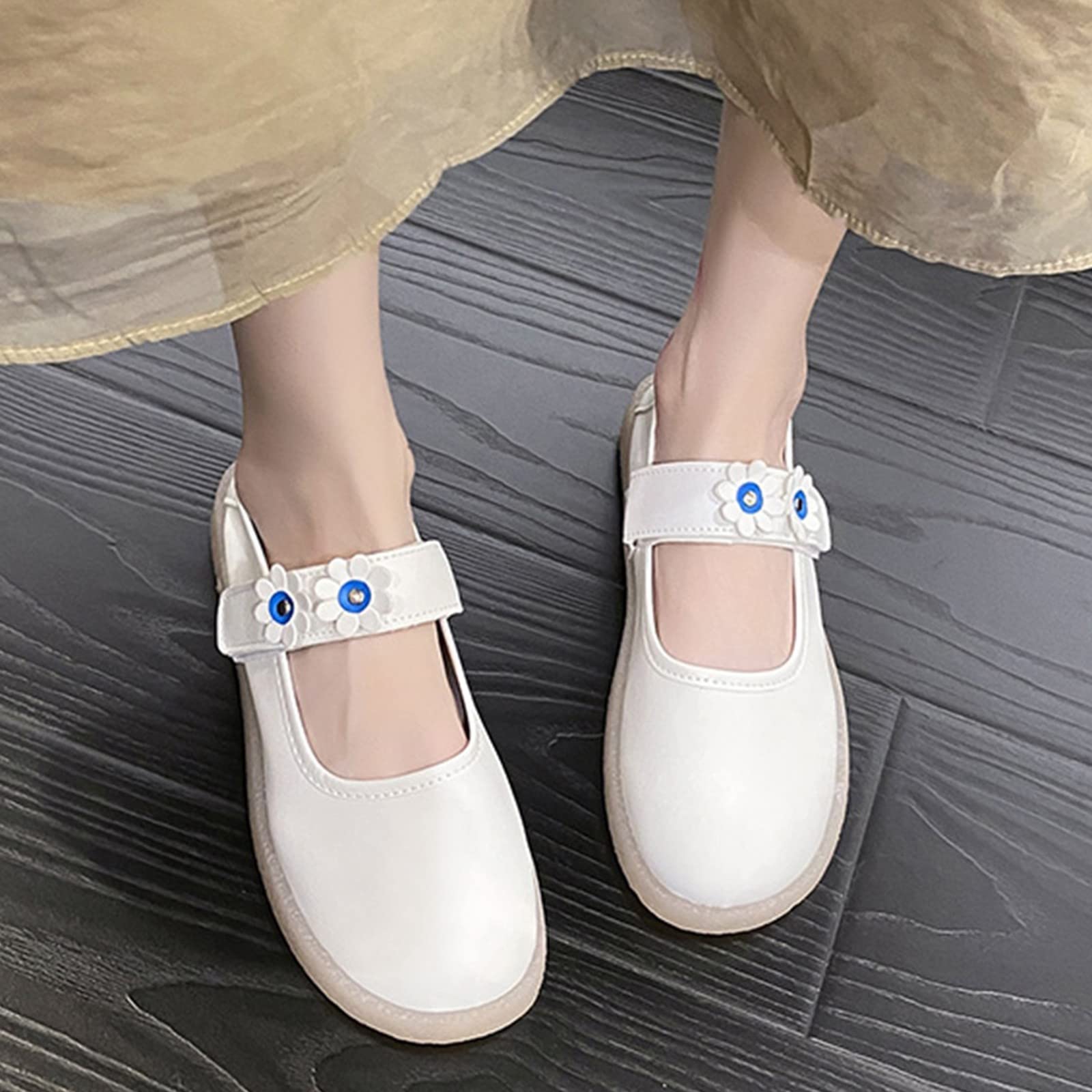Summer and Autumn Women Casual Shoes Flat Soft Sole Comfortable Solid Color Flowers Hook Loop Dentist Shoes Women
