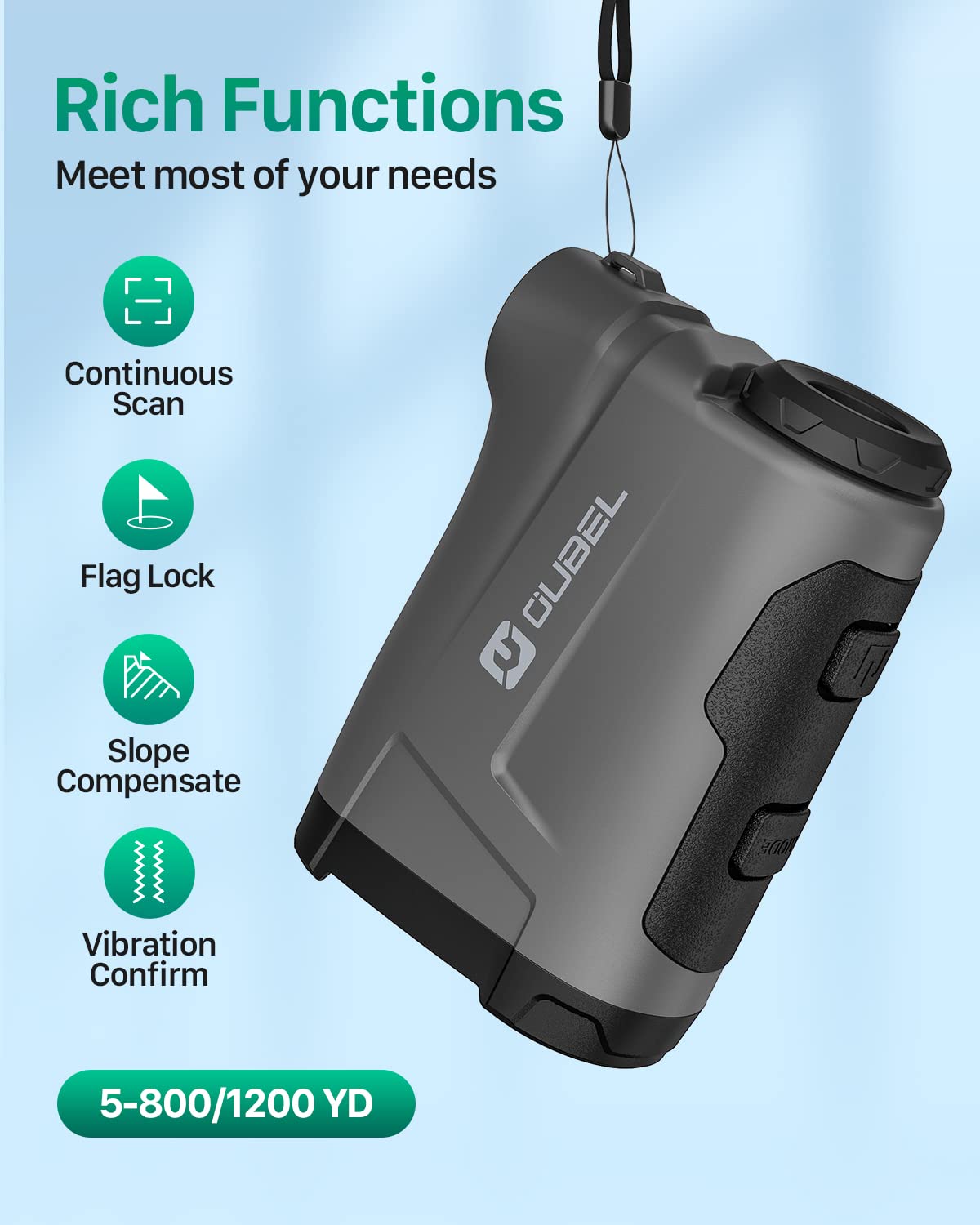 OUBEL Laser Golf Rangefinder, [Golf Slope Mode + Flag Pole Locking], [Fast Focus System/Precise Pulse Vibration Lock], for Golf/Hunting(1200/800 Yards), 5 Measurement Modes, IP54 Pro.Waterproof