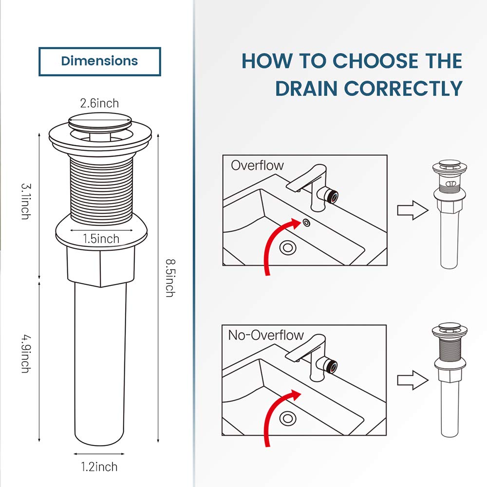 REGALMIX Vessel Sink Drain, Bathroom Faucet Vessel Sink Pop Up Drain Stopper Without Overflow Brushed Nickel, Built-in Anti-Clogging Strainer,Fits Standard American Drain Hole1-1/2 to 1-3/4",R085B-BN