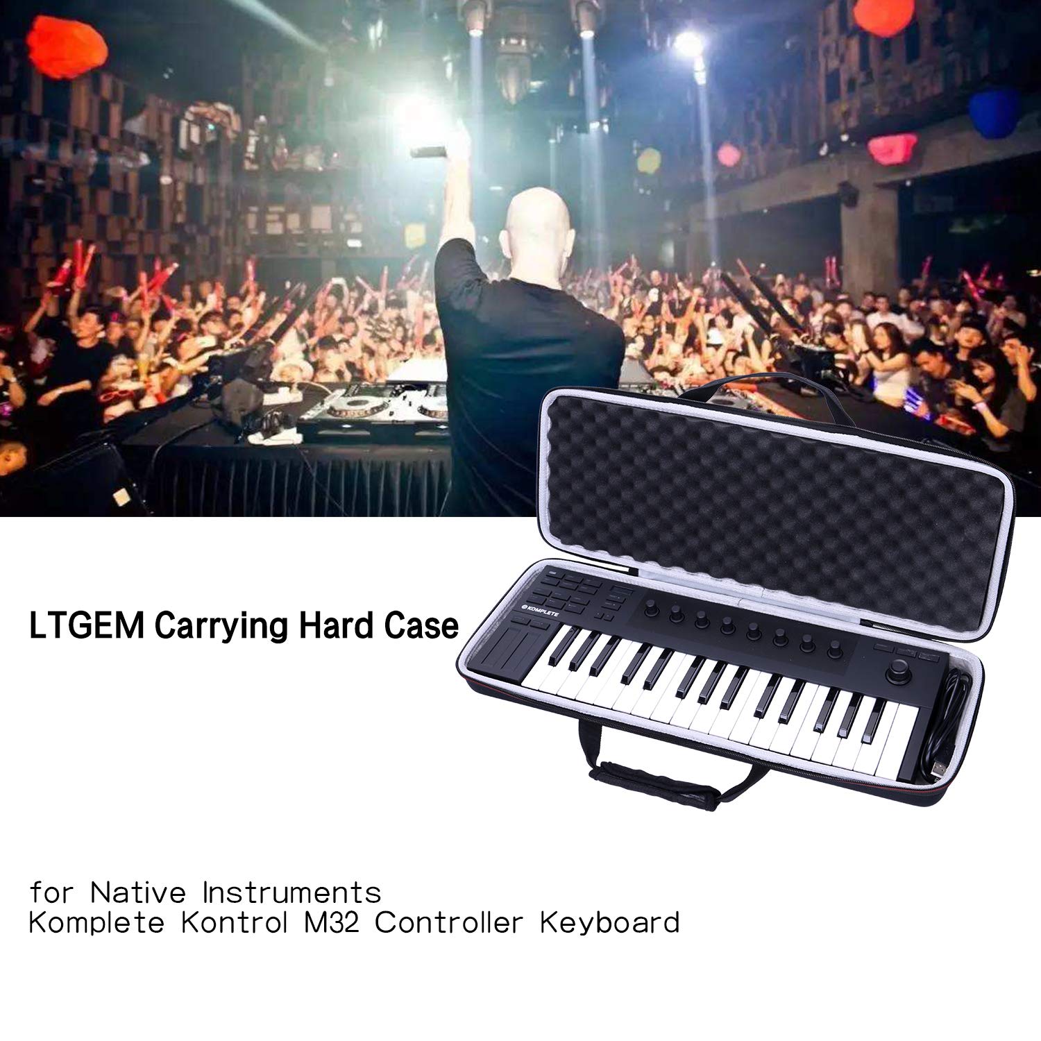 LTGEM EVA Hard Case for Native Instruments Komplete Kontrol M32 Controller Keyboard-Travel Protective Carrying Storage Bag