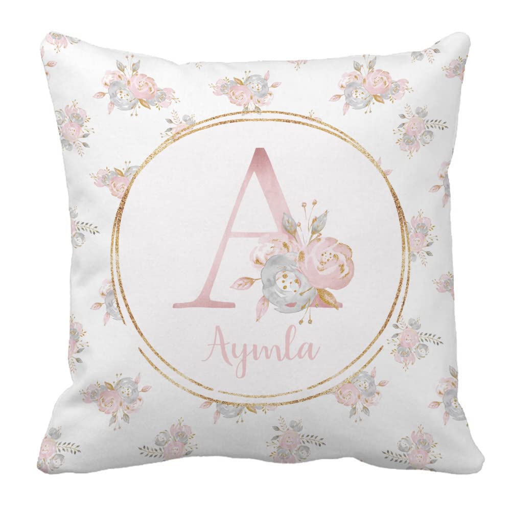 UOOPOO-US Personalized Baby Fitted Crib Sheet Set, Customized Blush Gold Floral Crib Bedding Set with Name, Baby Crib Bedding Set, Custom Pink Flower Nursery Crib Sheet Bedding Set