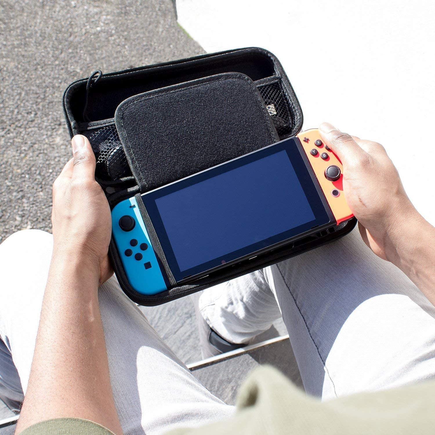 Orzly Nintendo Switch Carry Case and Glass Screen Protector - Bundle Pack