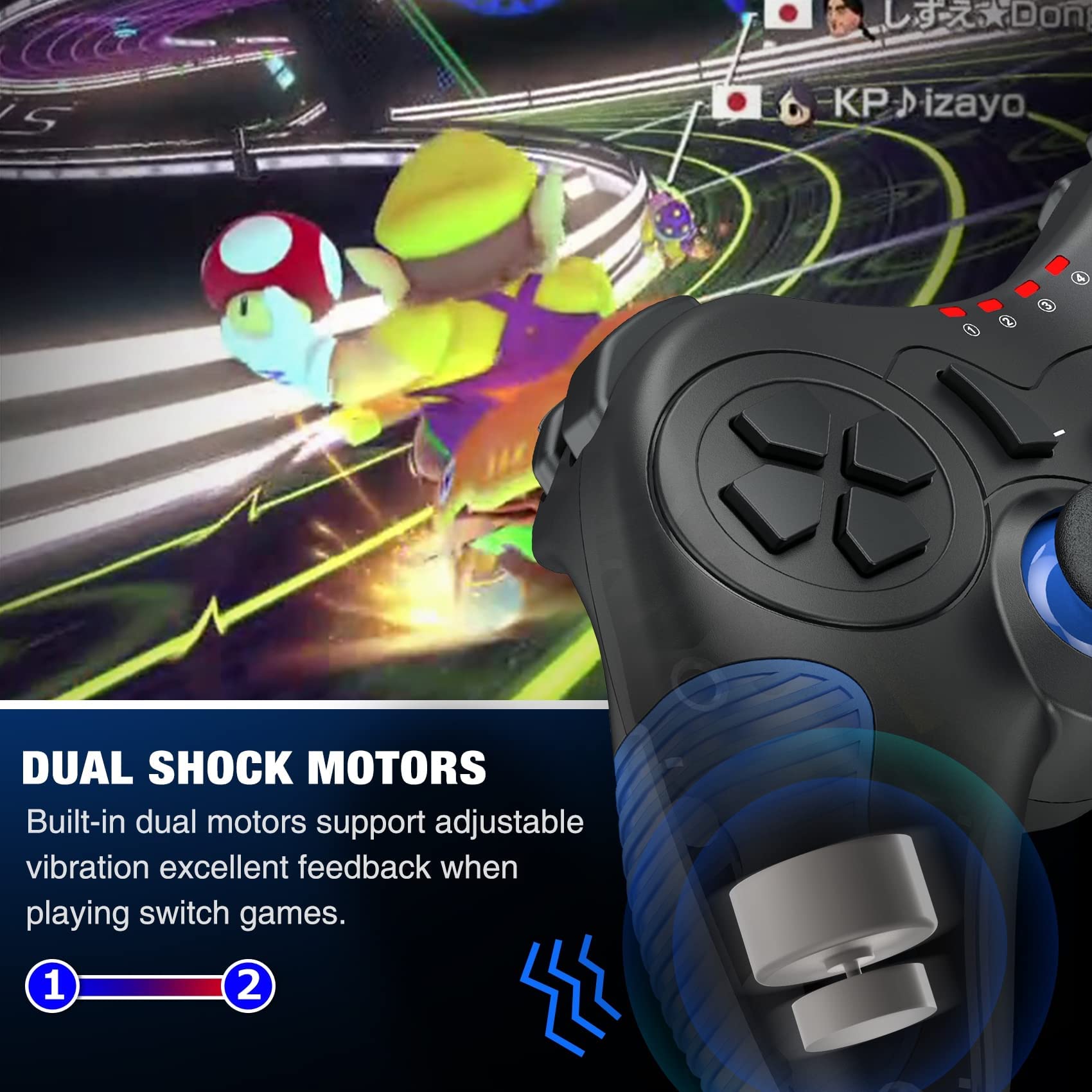 Switch Controller Compatible with Nintendo Switch Controller, Switch Pro Controller for Switch/Lite/OLED, Wireless Switch Controller with Dual Motors, Motion Control for Pro Controller Switch, Blue