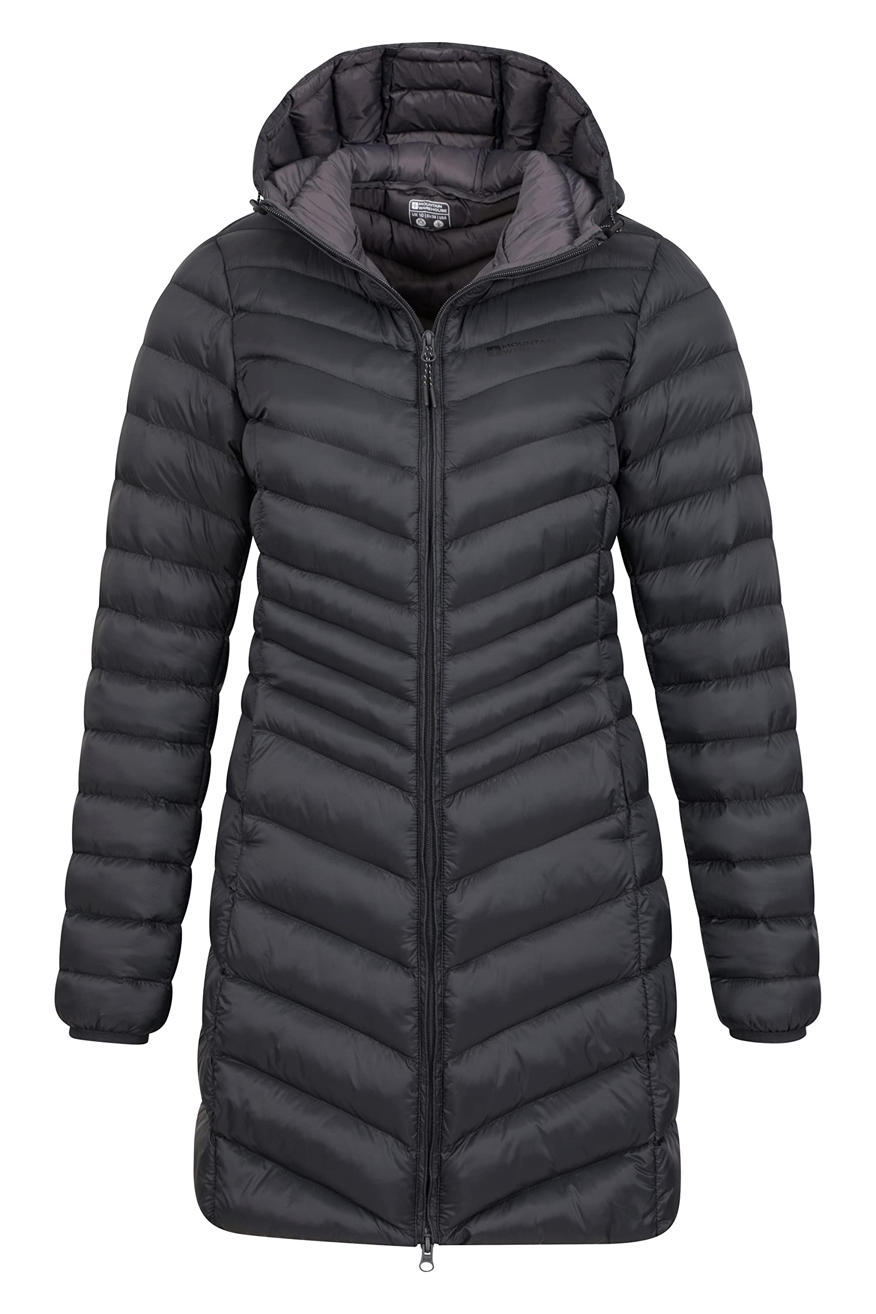 Mountain Warehouse Florence Womens Long Jacket - Padded Winter Coat Jet Black 10