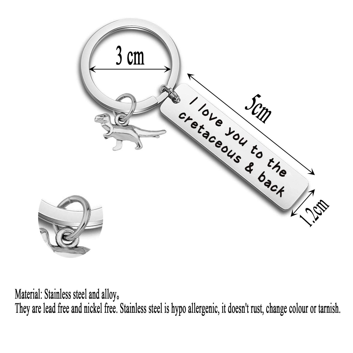 MYOSPARK Dinosaur Keychain I love You To The Cretaceous Back For Couple Dinosaur Lover (Dinosaur Keychain)