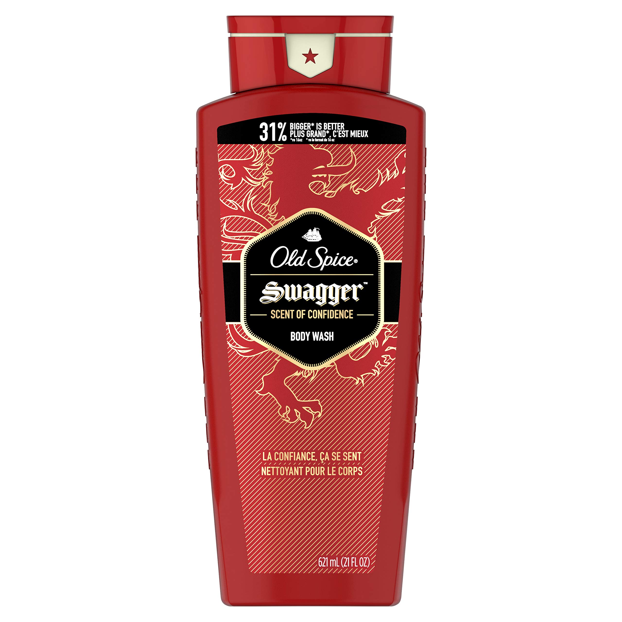 Old Spice Body Wash for Men, Swagger Scent of Confidence, 21 Fl Oz (Pack Of 4)