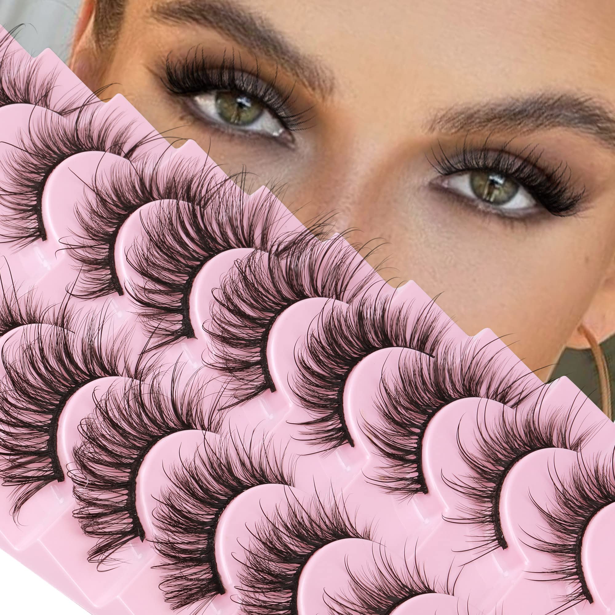 wiwoseo Eyelashes Fairy Fluffy Lashes Wispy Fairy Natural Lashes Peri Styles Natural Wispy Fluffy Eyelashes 3D Effect 16MM Fluffy False Eyelashes 5 Styles Mixed 10 Pairs Pack