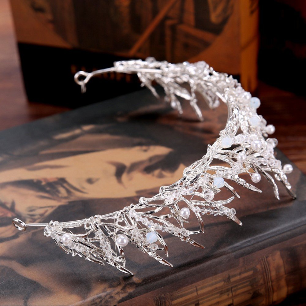 Miranda's Bridal Women's Bridal Tiaras Pageant Queen Crown Pearl Headbands for Shooting