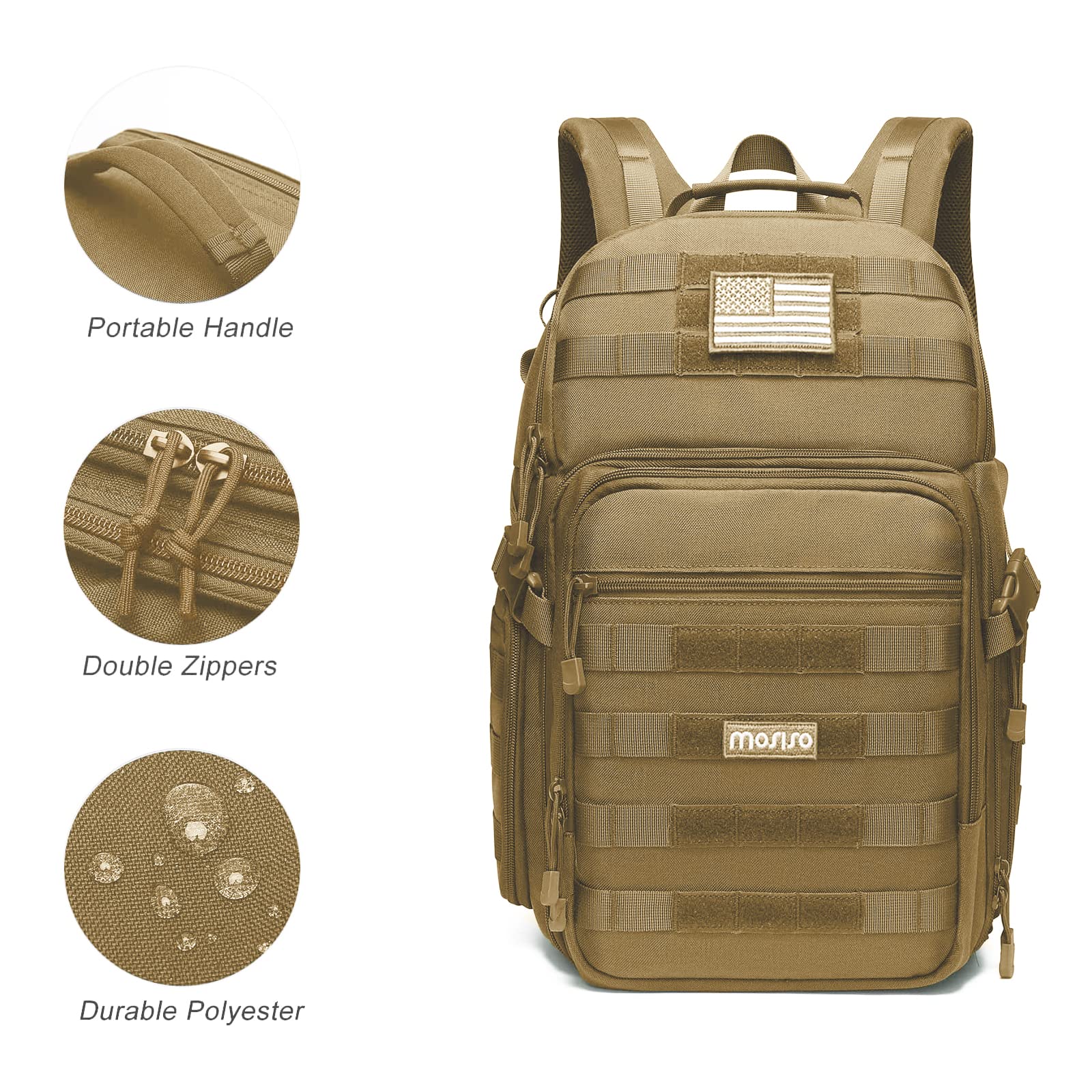 MOSISO Camera Backpack, DSLR/SLR/Mirrorless Tactical Camera Bag Case with Laptop Compartment Compatible with Canon/Nikon/Sony, Khaki
