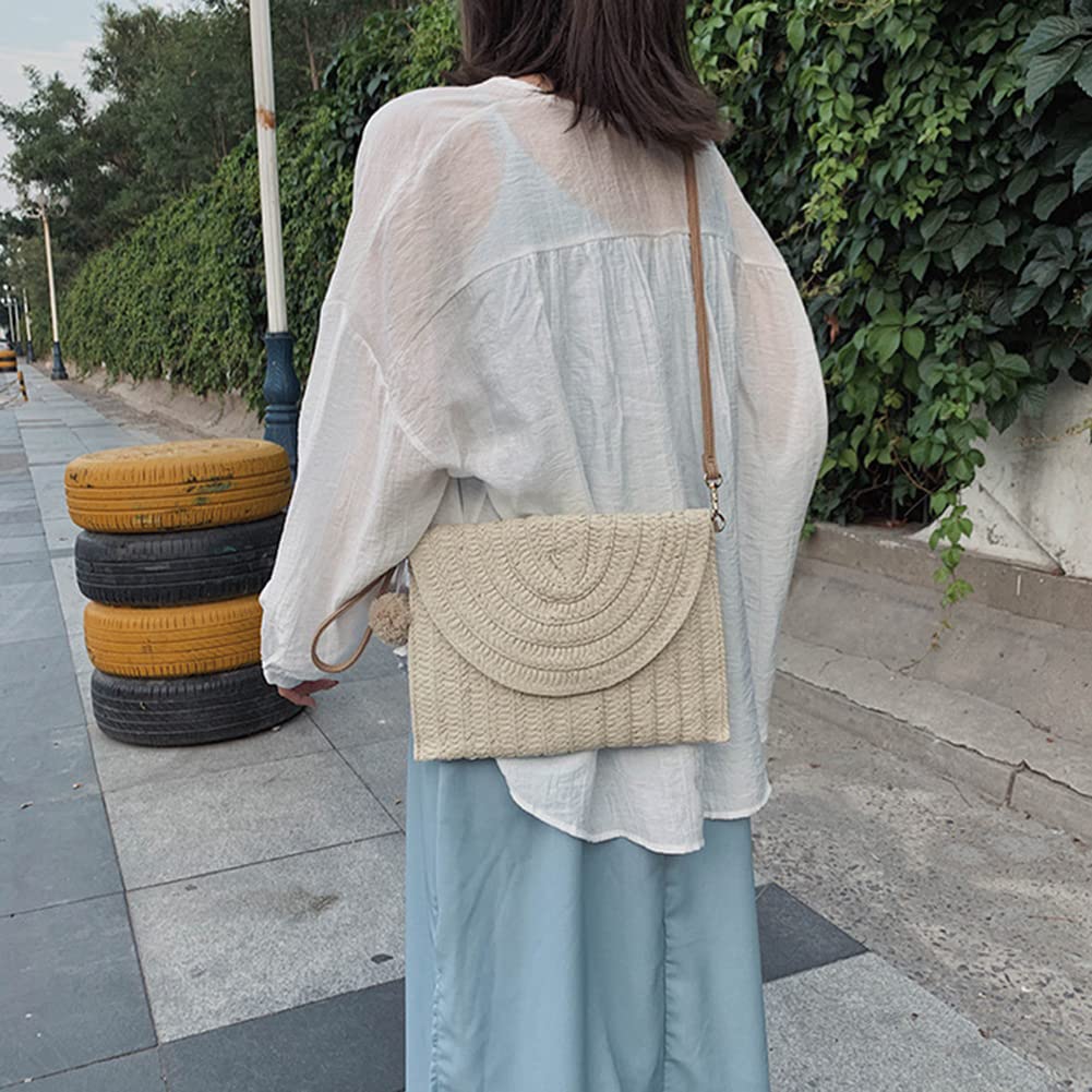 Straw Beach Bags for Women,Straw Clutch Purse Envelope Handbag,Summer Beach Straw Handmade Bag for Vacation
