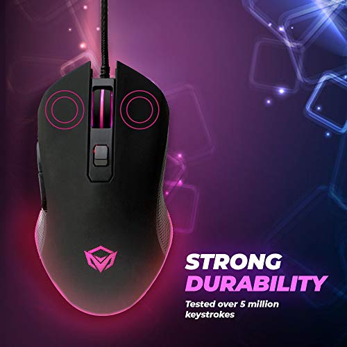 MEETION RGB LED Backlit Wired Mechanical Gaming Keyboard and Mouse Combo with Ergonomic Design 4C Breathing DPI Gaming Mouse for Windows PC, Laptop