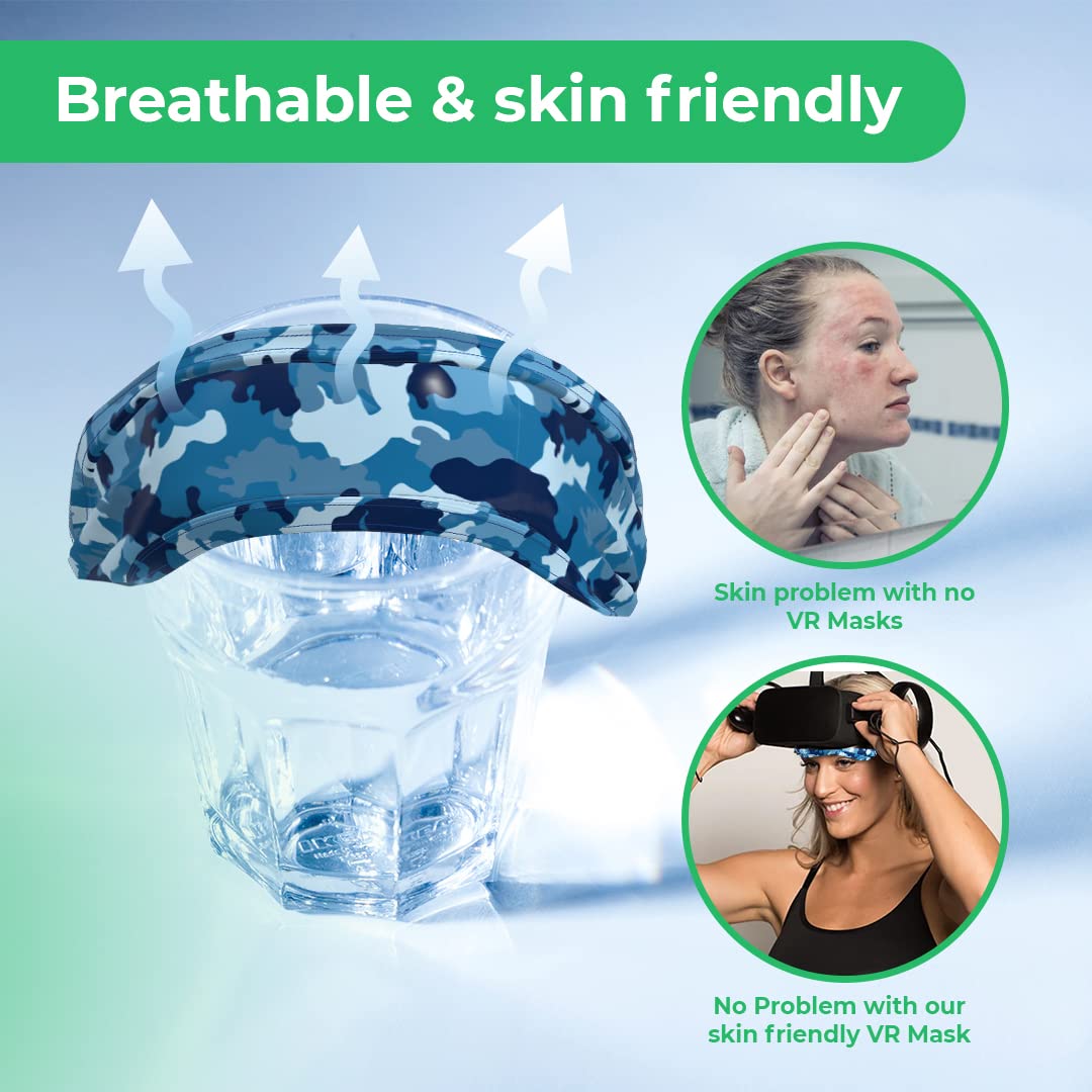 Special Skin and Hair Friendly | VR Sweat Band | Breathable VR Sweat Eye Mask for VR Workouts | Non-Slip Washable Face Cover for Oculus Quest 2| Adjustable VR Eye Mask