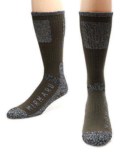 MIRMARU M202-Medium-Men's 5 Pairs Multi Performance Outdoor Sports Hiking Trekking Crew Socks (2Black,2Olive,1Char)