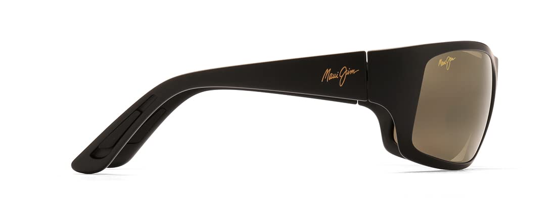 Maui Jim Haleakala w/ Patented PolarizedPlus2 Lenses Polarized Wrap Sunglasses, Matte Black/Hcl Bronze Polarized, Large