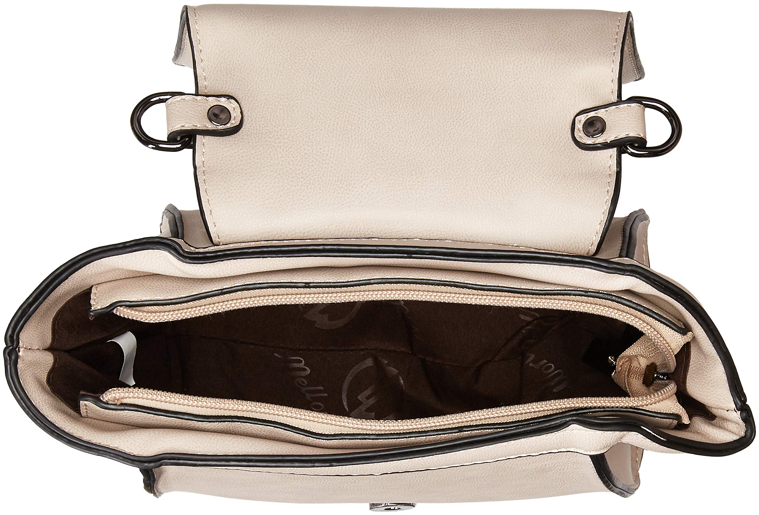 Mellow World Women's Mia Hb17658, Vegan Leather Mini Eyelet Satchel with Stud Accent, Mag Snap Zipcls, White, One Size