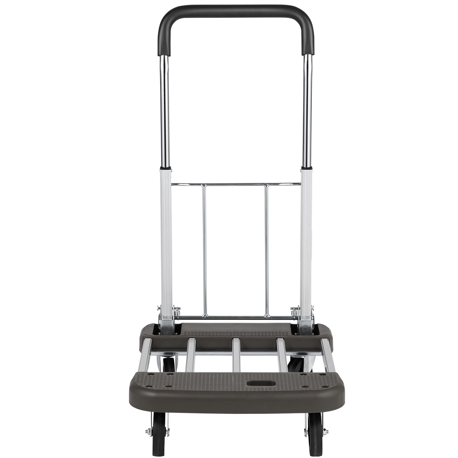 VEVOR Platform Truck Foldable,Compact Push Cart Adjustable Length, Aluminum Folding Cart Telescoping Handle with 4 Wheels ,330 LBS Capacity