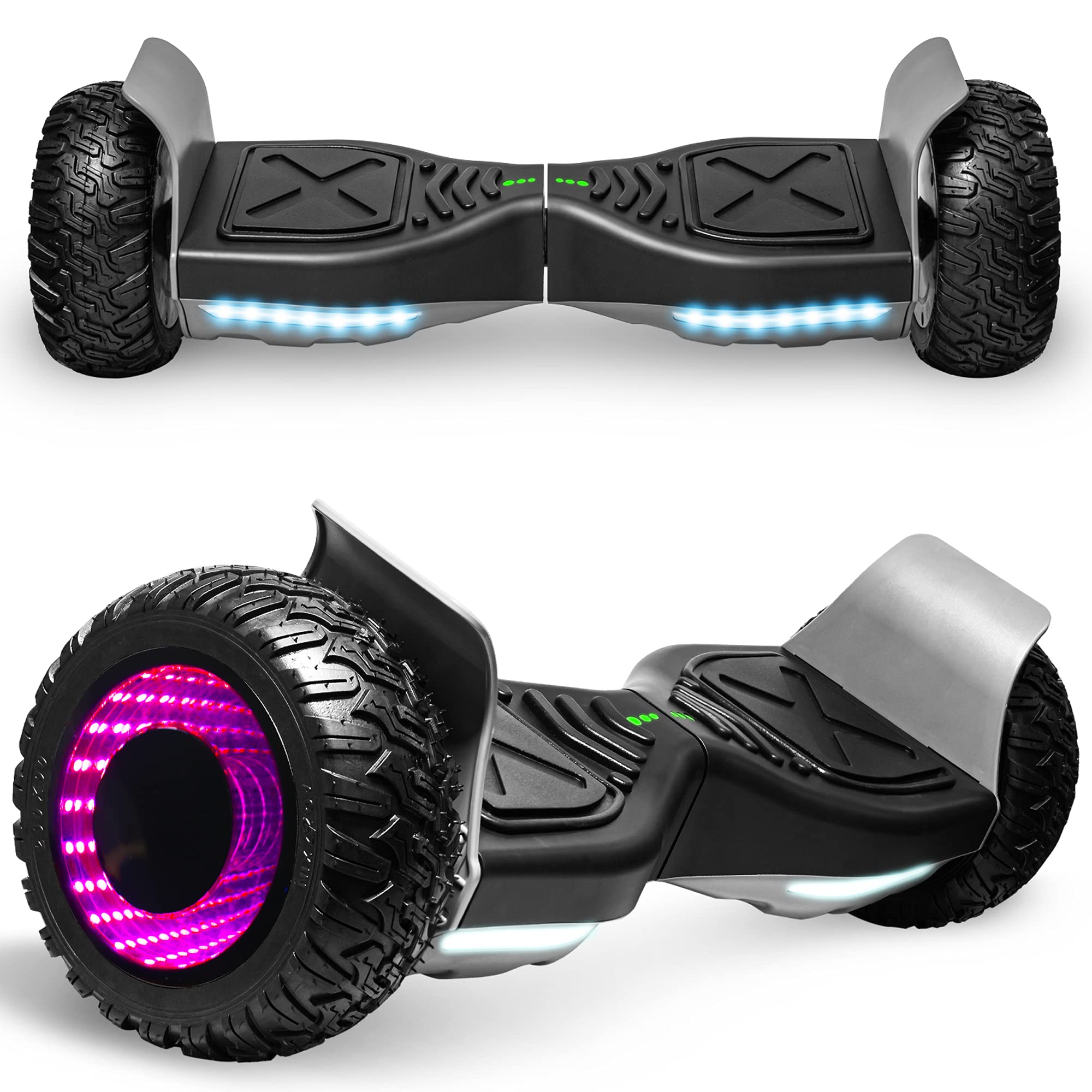 Moderner Electric Hoverboard Scooter Two Wheels Hoover Board Smart self Balancing Scooter with Built in Speaker LED Lights for Gift ( LED Wheel Black)