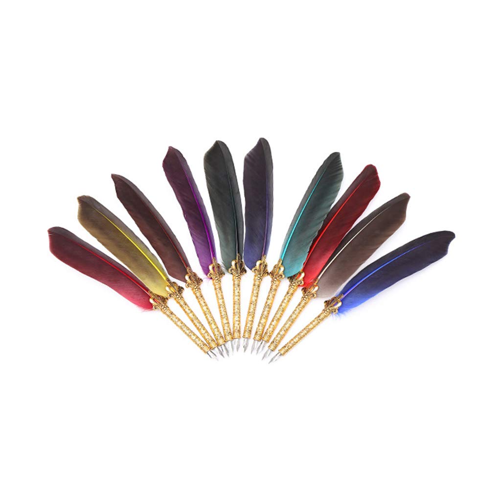 Misright Feather Quill Pen Set Vintage Calligraphy Quill Feather Dip Pen Holder Writing Ink Nibs Stationery Art