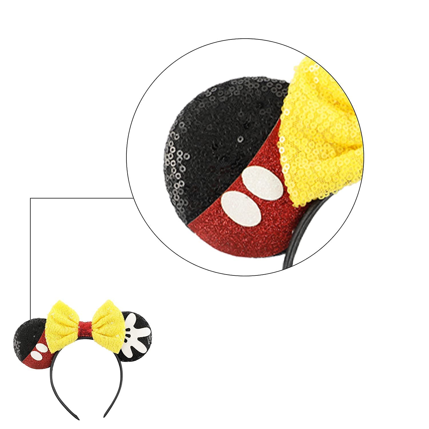 Sawowkuya 2 Pcs Cinderella Mouse Ears Headbands Princess Headbands for Women Girls Kids