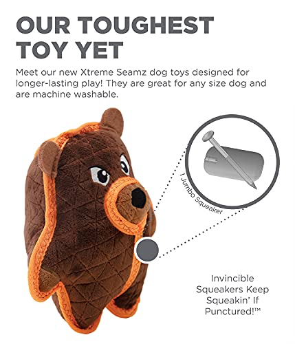Outward Hound Xtreme Seamz Bear Squeaky Plush Dog Toy - Reinforced Dense Stuffing Plush Toy