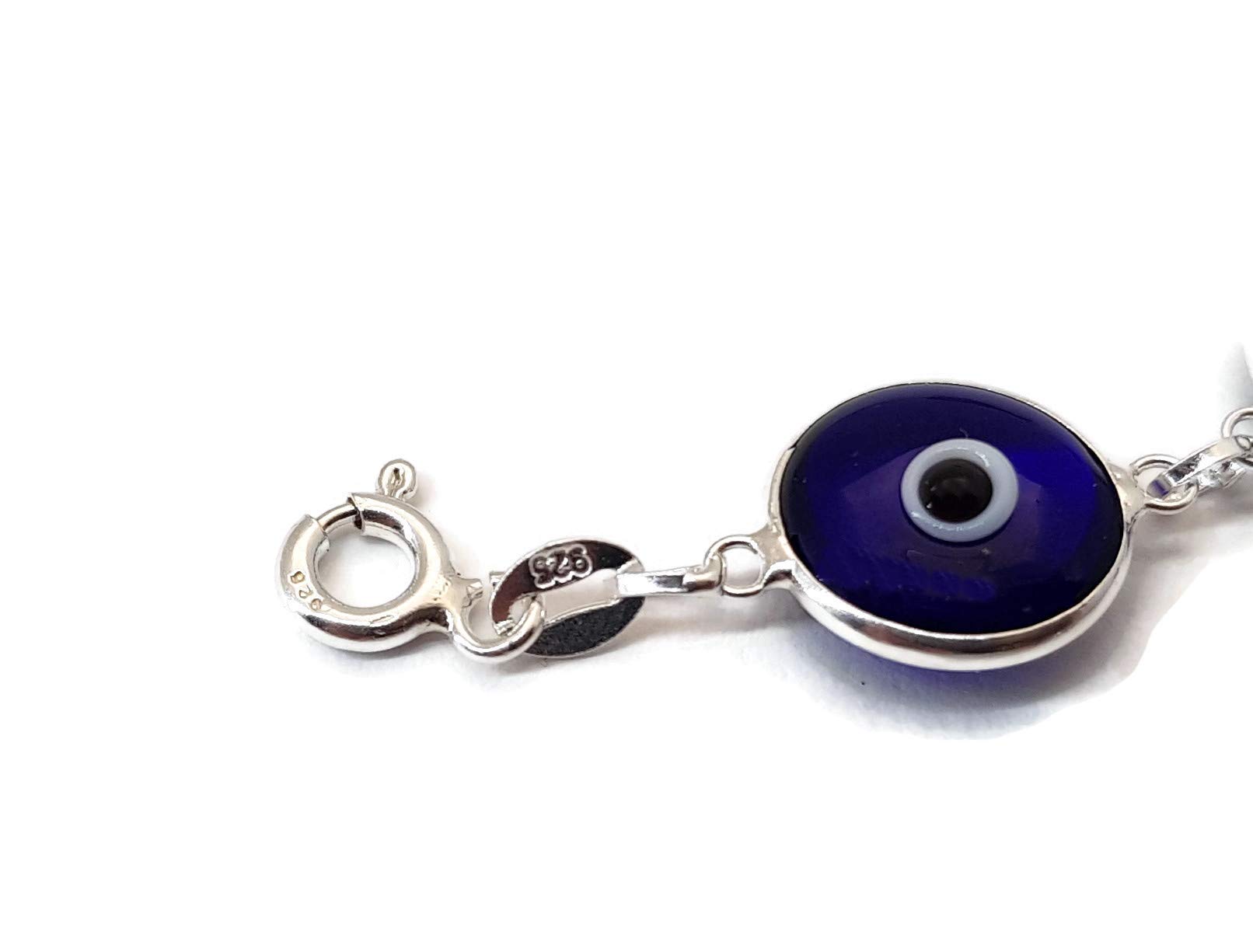 MYSTIC JEWELS by Dalia - Sterling Silver Classic Evil Eye Bracelet, 7.5 inch, Protection for Good Luck (Navy Blue)