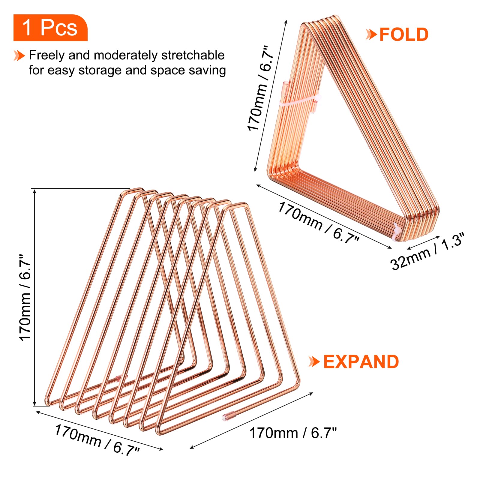 PATIKIL Triangle Desktop File Holder Rack, Metal Vinyl Record Stand Holder Office File Organizer Triangle Bookshelf Decor for Desk Office Decor Rose Gold