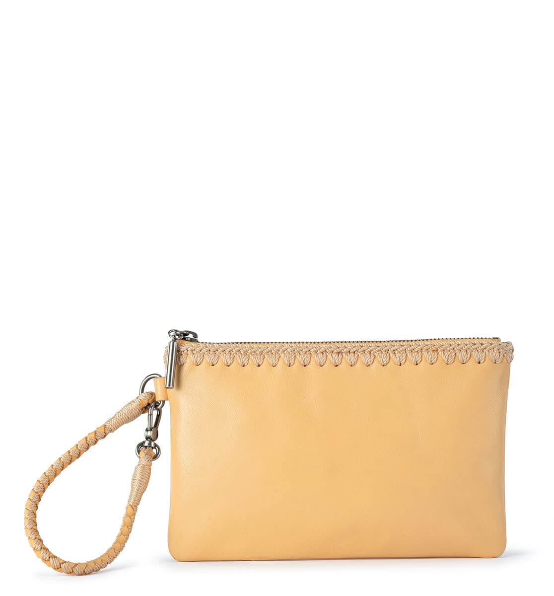 The Sak Vita Wristlet in Leather, Convertible Design with Adjustable Straps, Buttercup