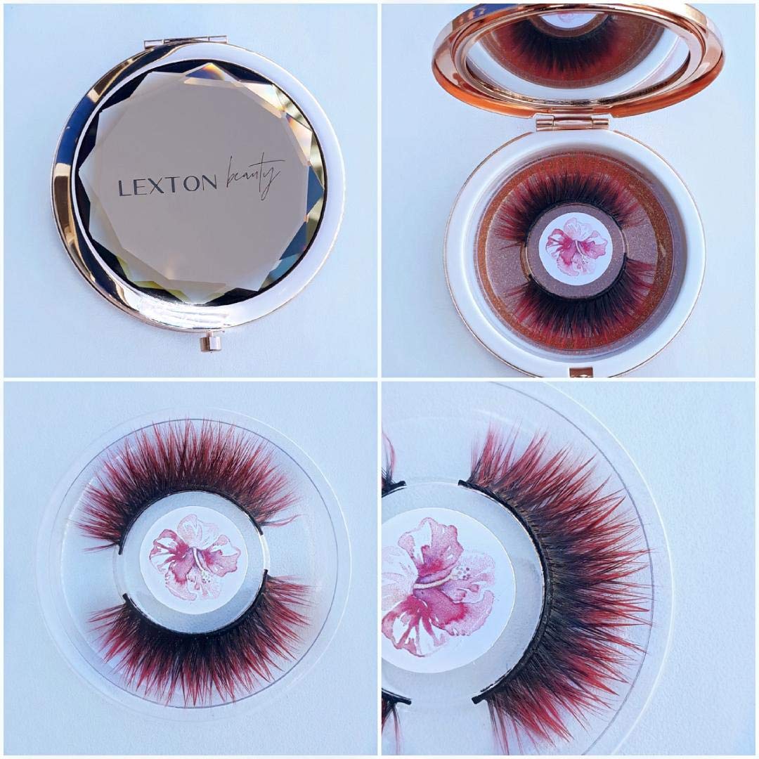 New.Colored Lashes, Ombre eyelashes. Beautiful Natural False Eyelashes Handmade Natural Cruelty Free False Eyelashes Reusable Pairs (Red)
