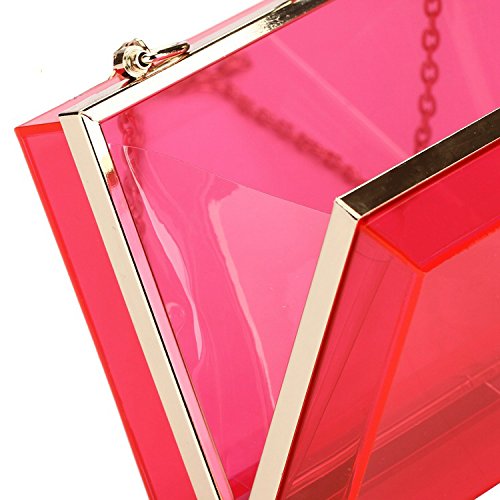missfiona Womens See Through Acrylic Evening Clutch Candy Color Transparent Prom Hardbox Purse(Lime) 18 x 5 x 11 cm
