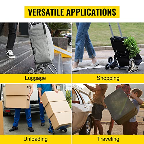 VEVOR Stair Climbing Cart, Portable Folding Trolley with 8 Wheels, 460 Lb Capacity Stair Climber Hand Truck with Adjustable Handle for Pulling, All Terrain Heavy Duty Dolly Cart for Stairs, Black