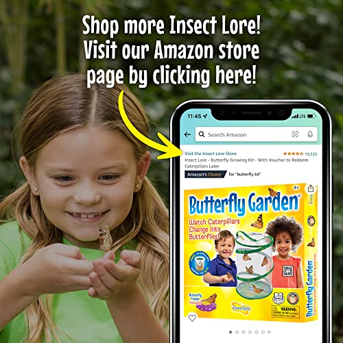 Mini Butterfly Garden Gift Set Two Live Cups of Caterpillars โ Dual Lens Magnifier โ Butterfly Life Cycle Stages
