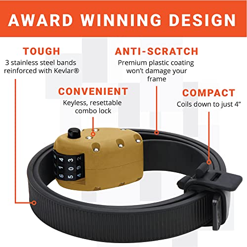 OTTOLOCK Combination Bike Lock | Lightweight & Compact | Theft Deterrent for Quick Stops | Cycling, E-Mobility, & Outdoor Gear (Gold, 30 Inch)