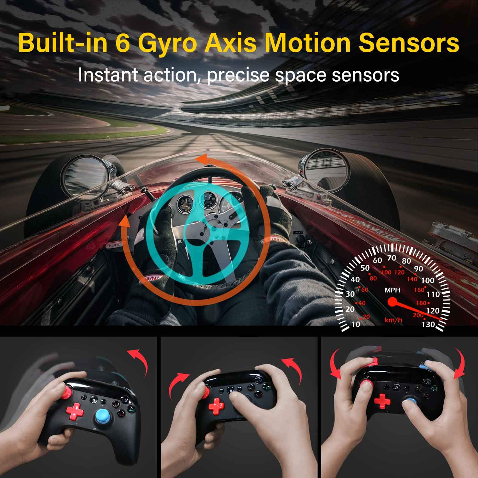 New Fi Switch Controller, Wireless Controller for Nintendo Switch/Lite with large battery,Precise Motion Control, Turbo, Vibration and Screenshot