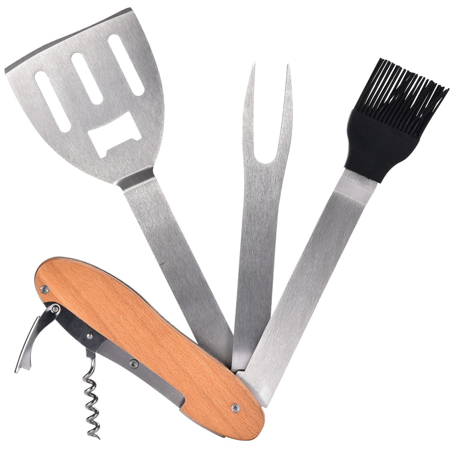 Mountain Grillers BBQ Multi Tool - Barbecue Combo Utensils Set - Portable Grill Tools Set for BBQ Grilling - Grill Utensil Set for Outdoor - Grilling Accessories Gift for Men - Smoker Kit Accessories