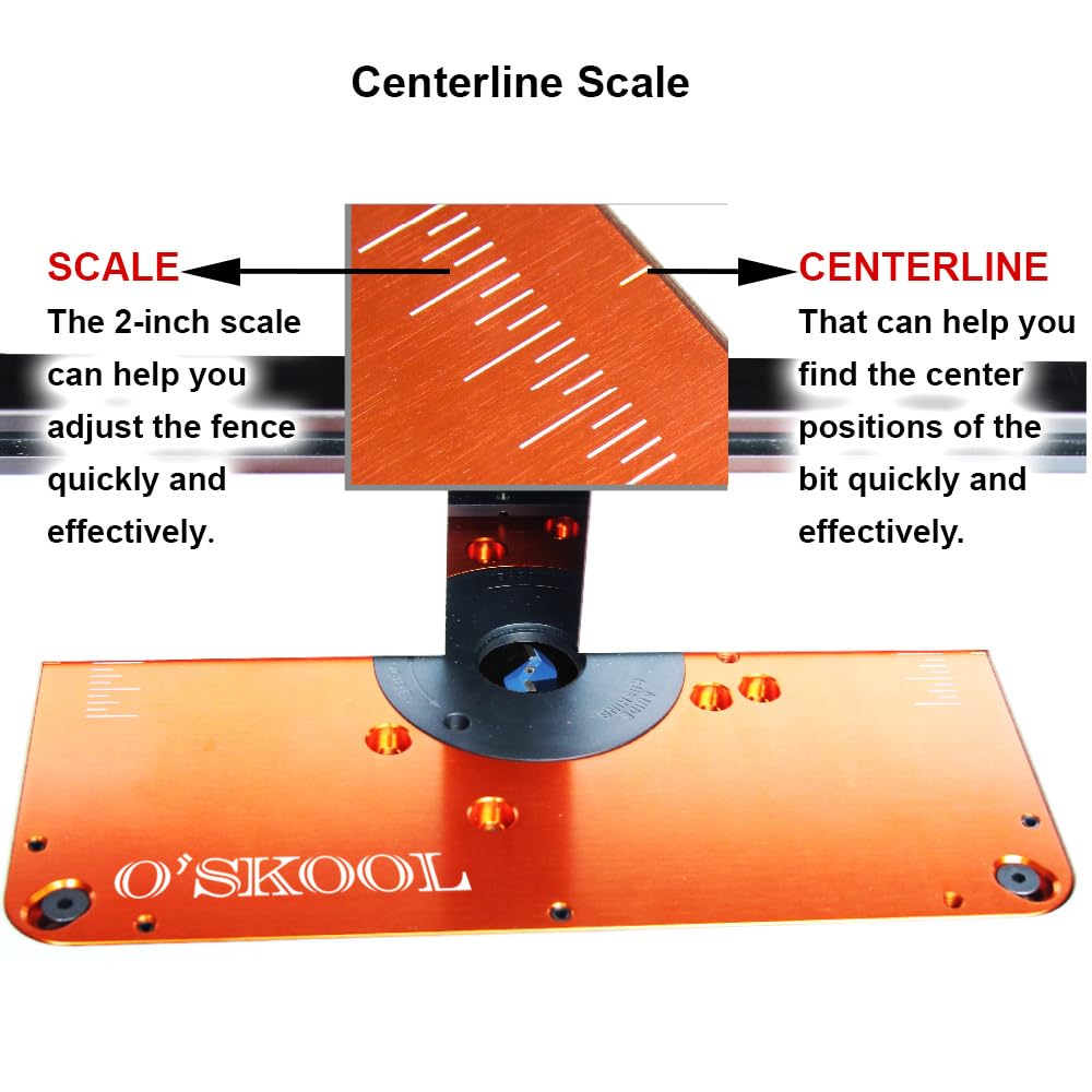 O'SKOOL Precision Aluminum Router Table Insert Plate, Router Templates With Pre-Drilled Adapt to Multiple Routers of Different Model