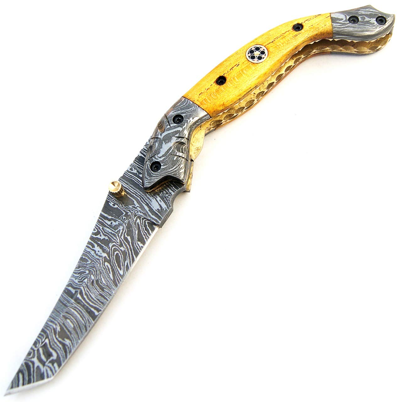 PAL 2000 KNIVES Damascus Folding Knife Handmade Damascus Steel Hunting Knife Damascus Pocket Knife 9374